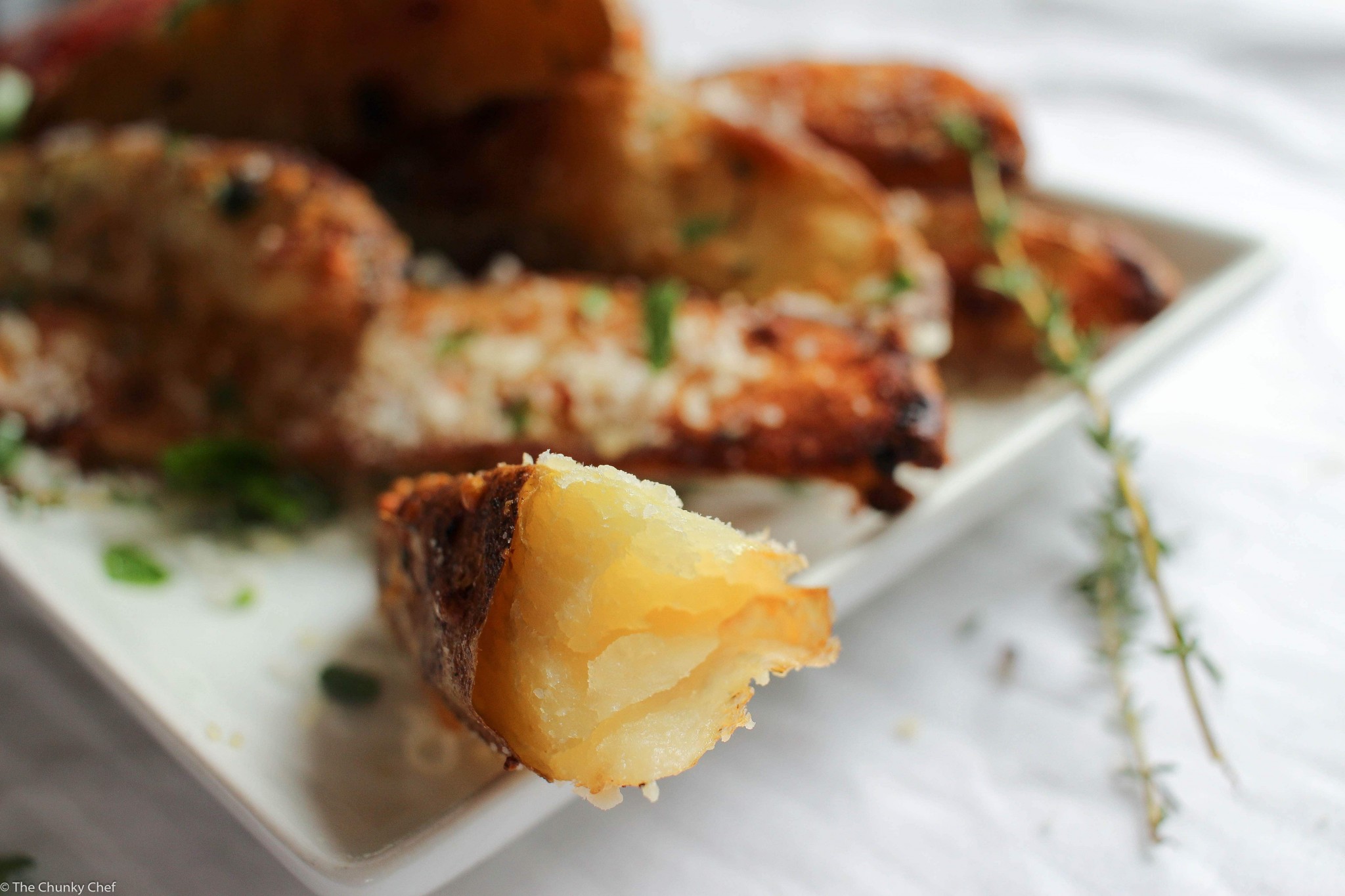 Parmesan and Garlic Wedge Fries - The Chunky Chef