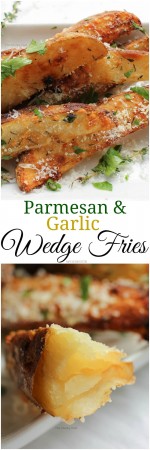 Parmesan and Garlic Wedge Fries - The Chunky Chef