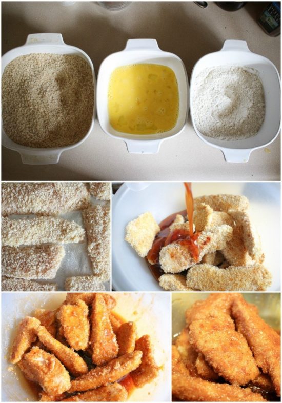 Sweet and Spicy Sticky Chicken Fingers - The Chunky Chef