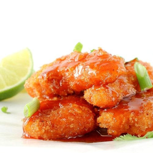 Sweet and Spicy Sticky Chicken Fingers - The Chunky Chef