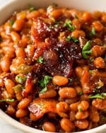 Spicy Baked Beans with Bacon - The Chunky Chef