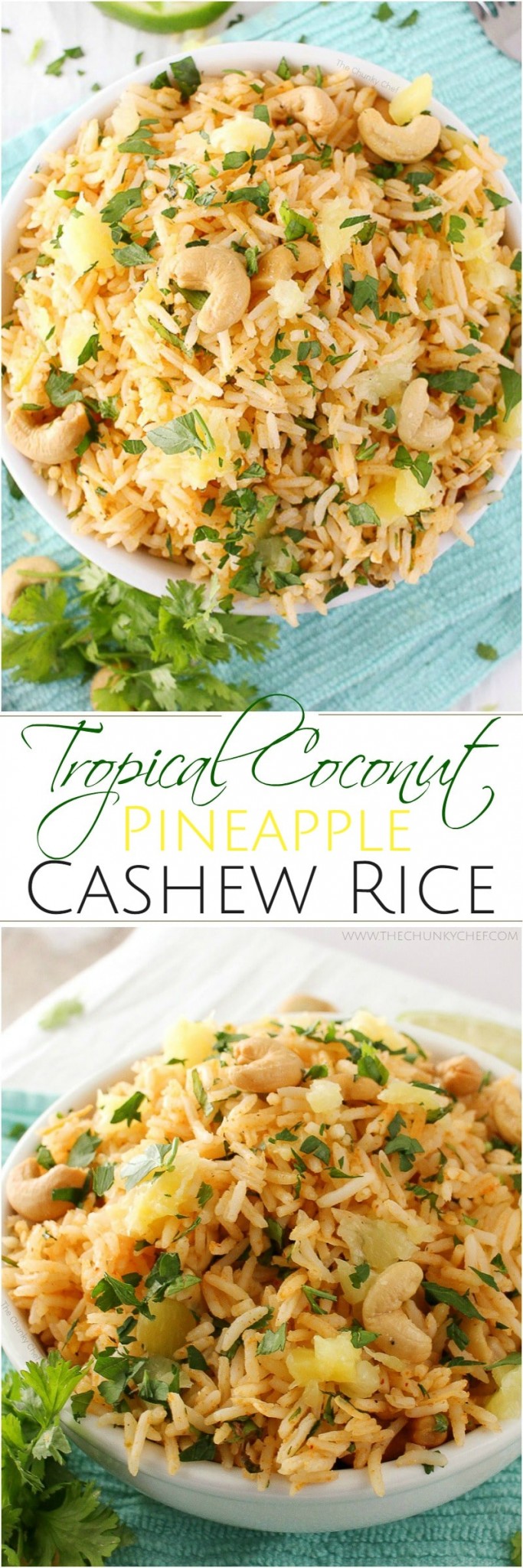 Tropical Coconut Pineapple Cashew Rice - The Chunky Chef