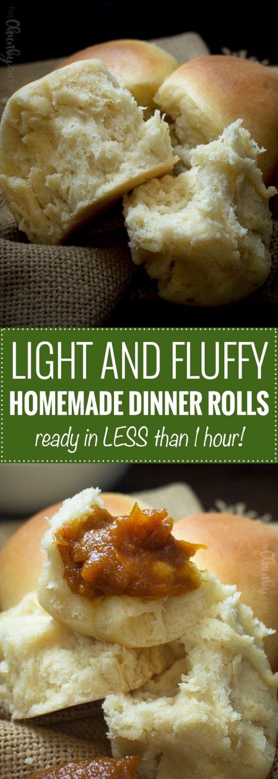 Classic Dinner Rolls - made in less than 1 hour! - The Chunky Chef