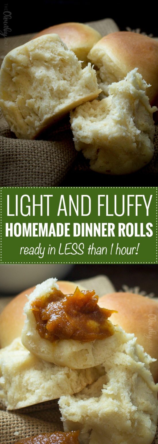 Classic Dinner Rolls - made in less than 1 hour! - The Chunky Chef