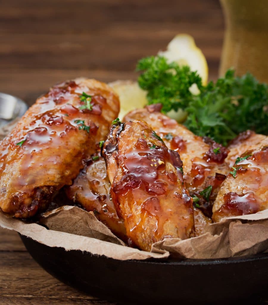 Jack Daniels Glazed Baked Chicken Wings - The Chunky Chef