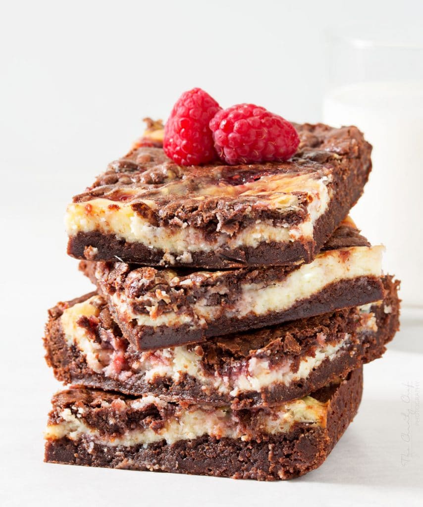 Raspberry Cheesecake Brownies - The Chunky Chef