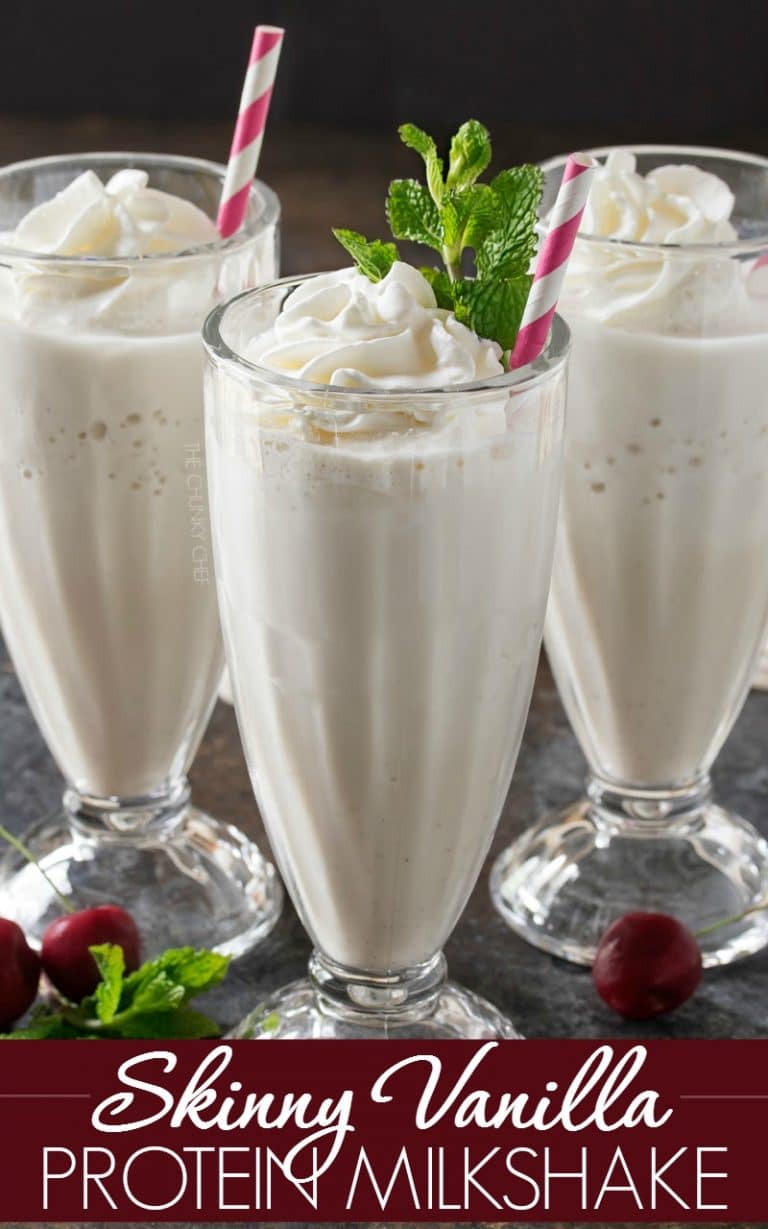 Skinny Vanilla Protein Milkshake - The Chunky Chef
