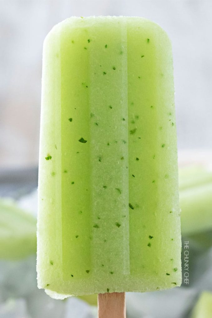 Easy Honeydew Mint Homemade Popsicles - The Chunky Chef