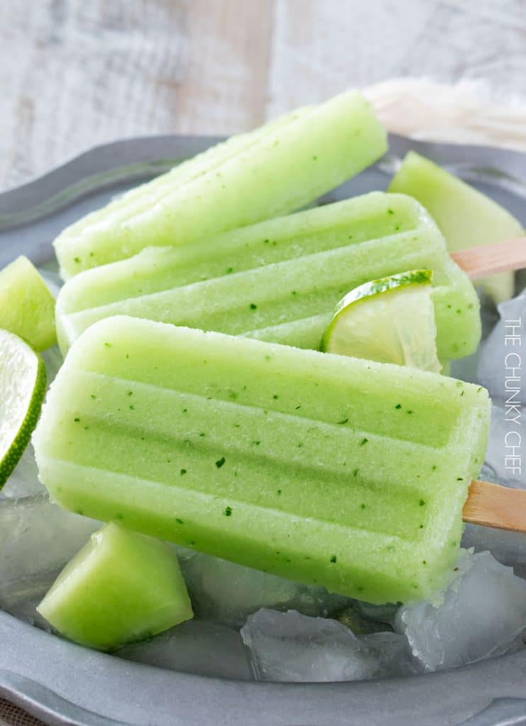Easy Honeydew Mint Homemade Popsicles - The Chunky Chef