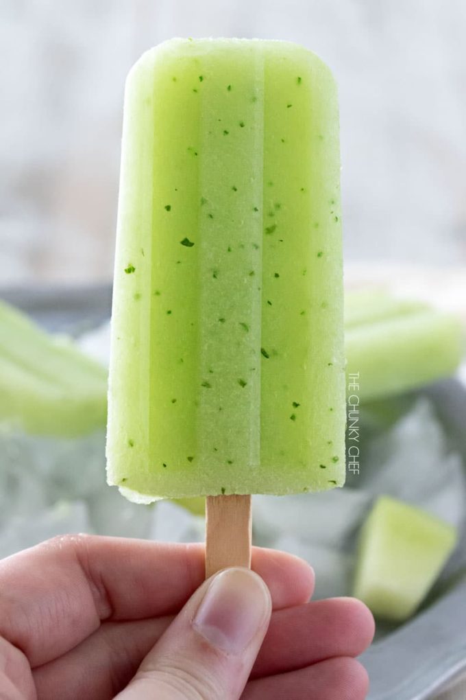Easy Honeydew Mint Homemade Popsicles - The Chunky Chef