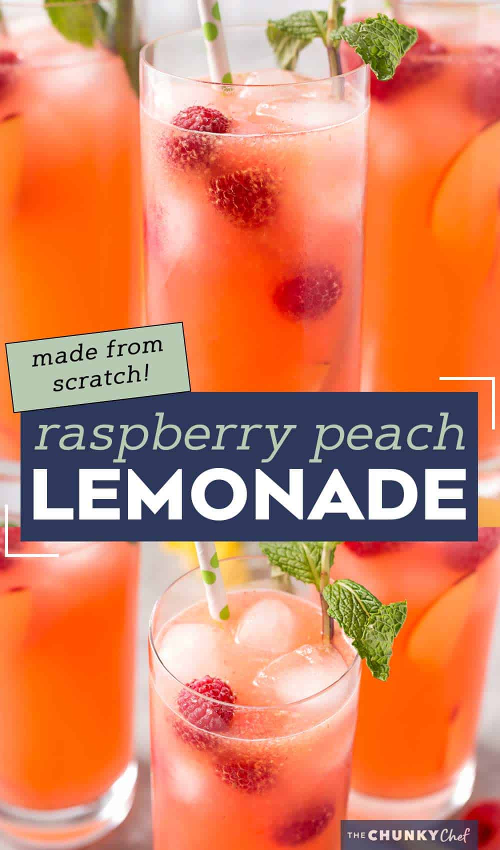 Homemade Raspberry Peach Lemonade - The Chunky Chef