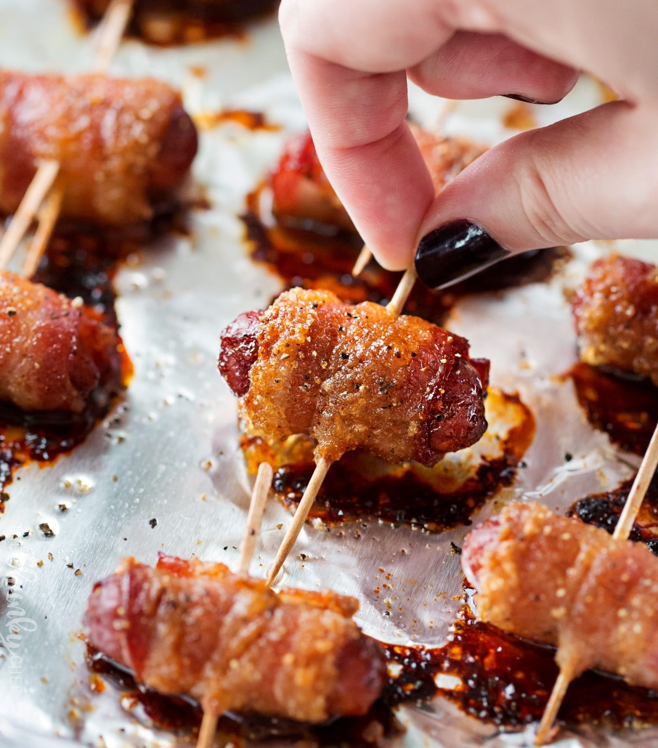 Bacon Wrapped Little Smokies Sweet And Spicy The Chunky Chef