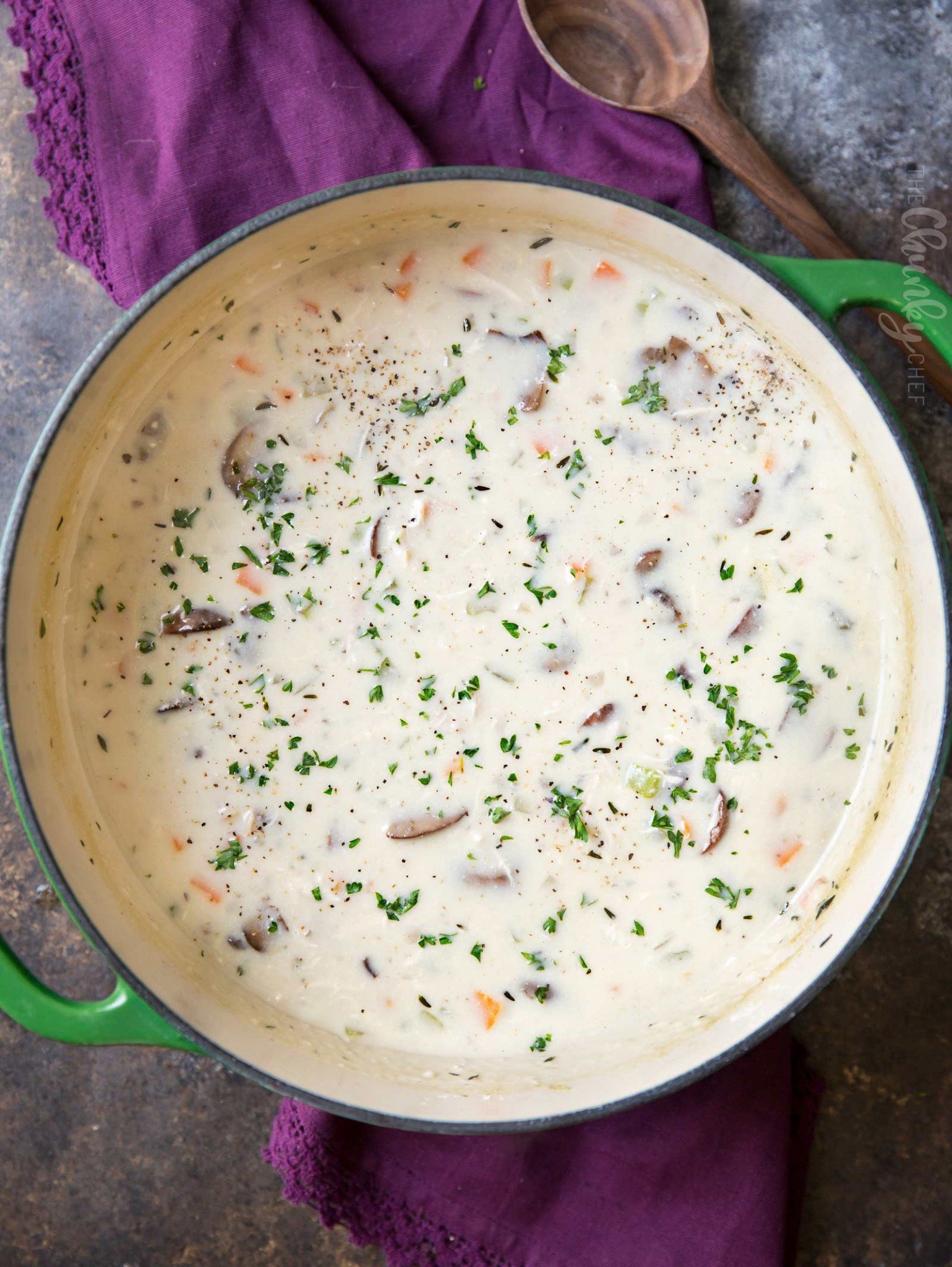 Creamy Chicken and Mushroom Chowder - The Chunky Chef
