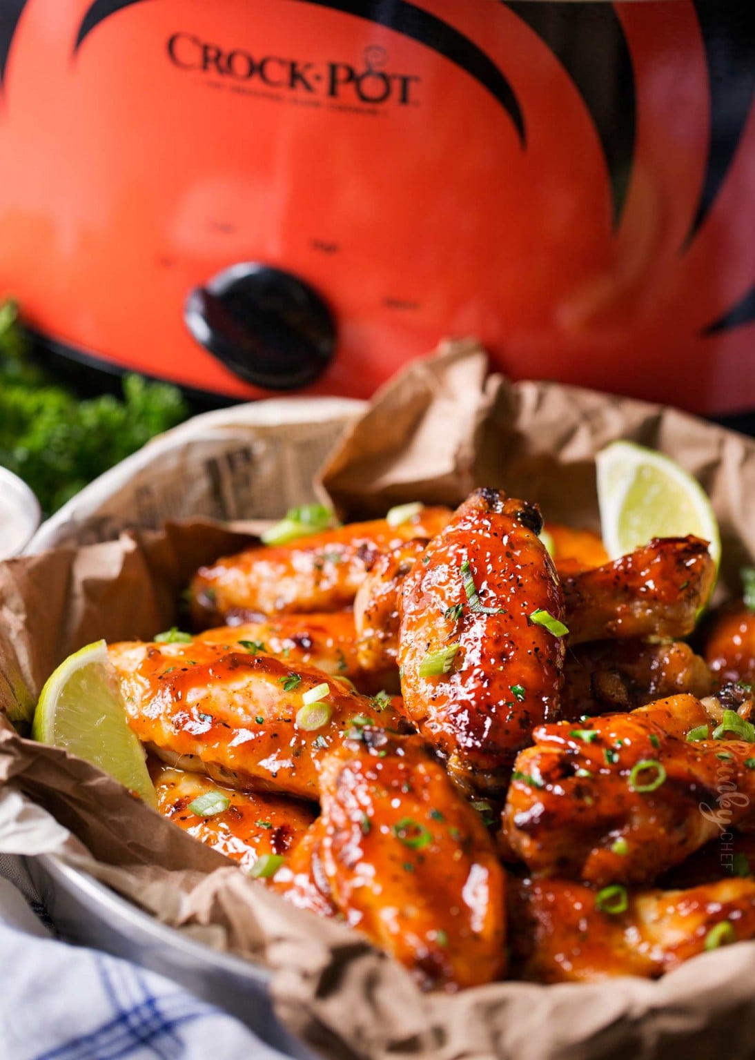 Slow Cooker Honey Buffalo Wings - The Chunky Chef