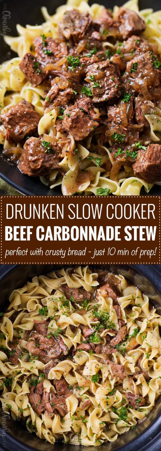 Drunken Slow Cooker Beef Stew (Beef Carbonnade) - The Chunky Chef