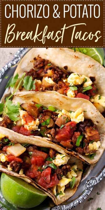 Chorizo and Potato Breakfast Tacos - The Chunky Chef