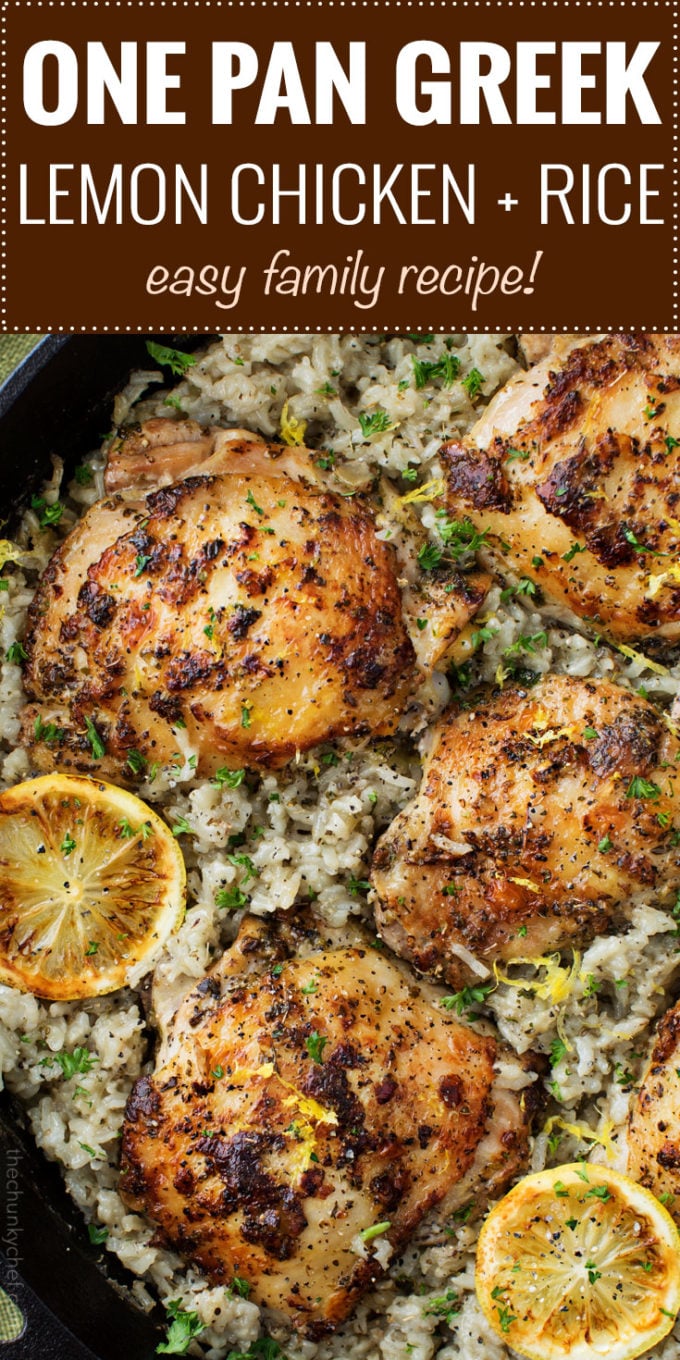 One Pan Greek Lemon Chicken and Rice - The Chunky Chef