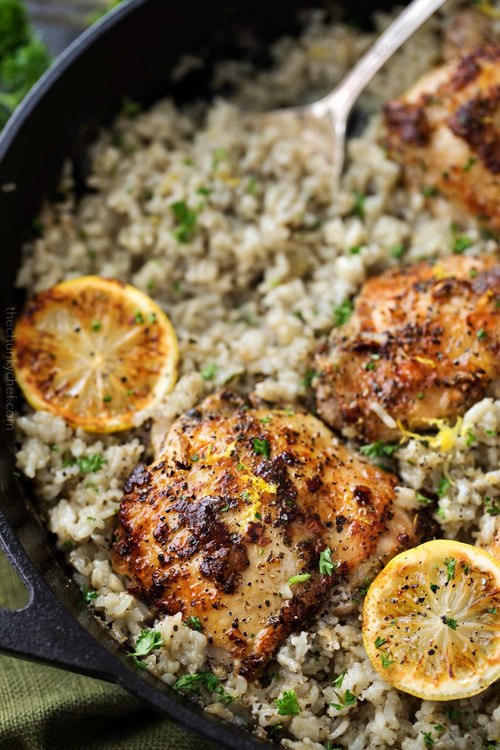 One Pan Greek Lemon Chicken and Rice - The Chunky Chef