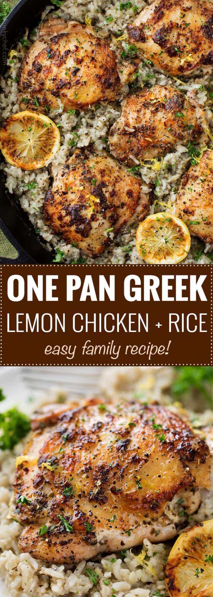 One Pan Greek Lemon Chicken and Rice - The Chunky Chef