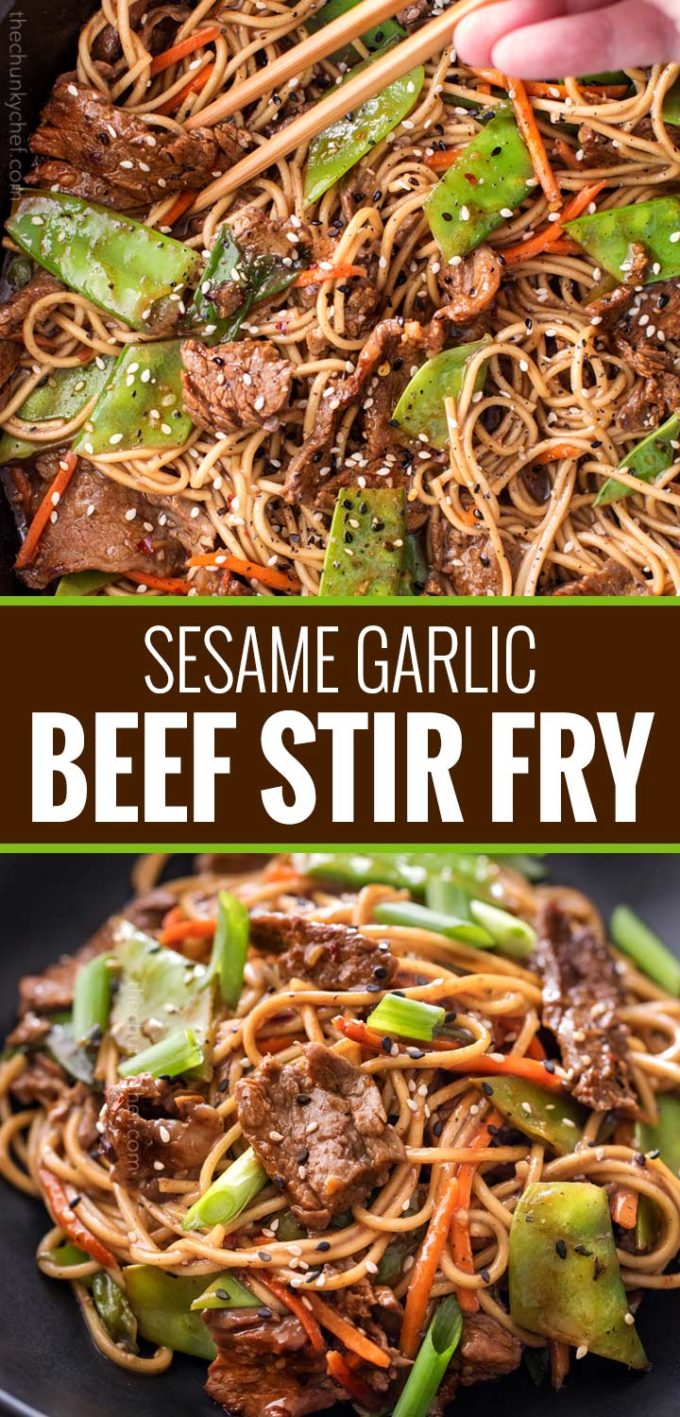 Sesame Garlic Beef Stir Fry - The Chunky Chef