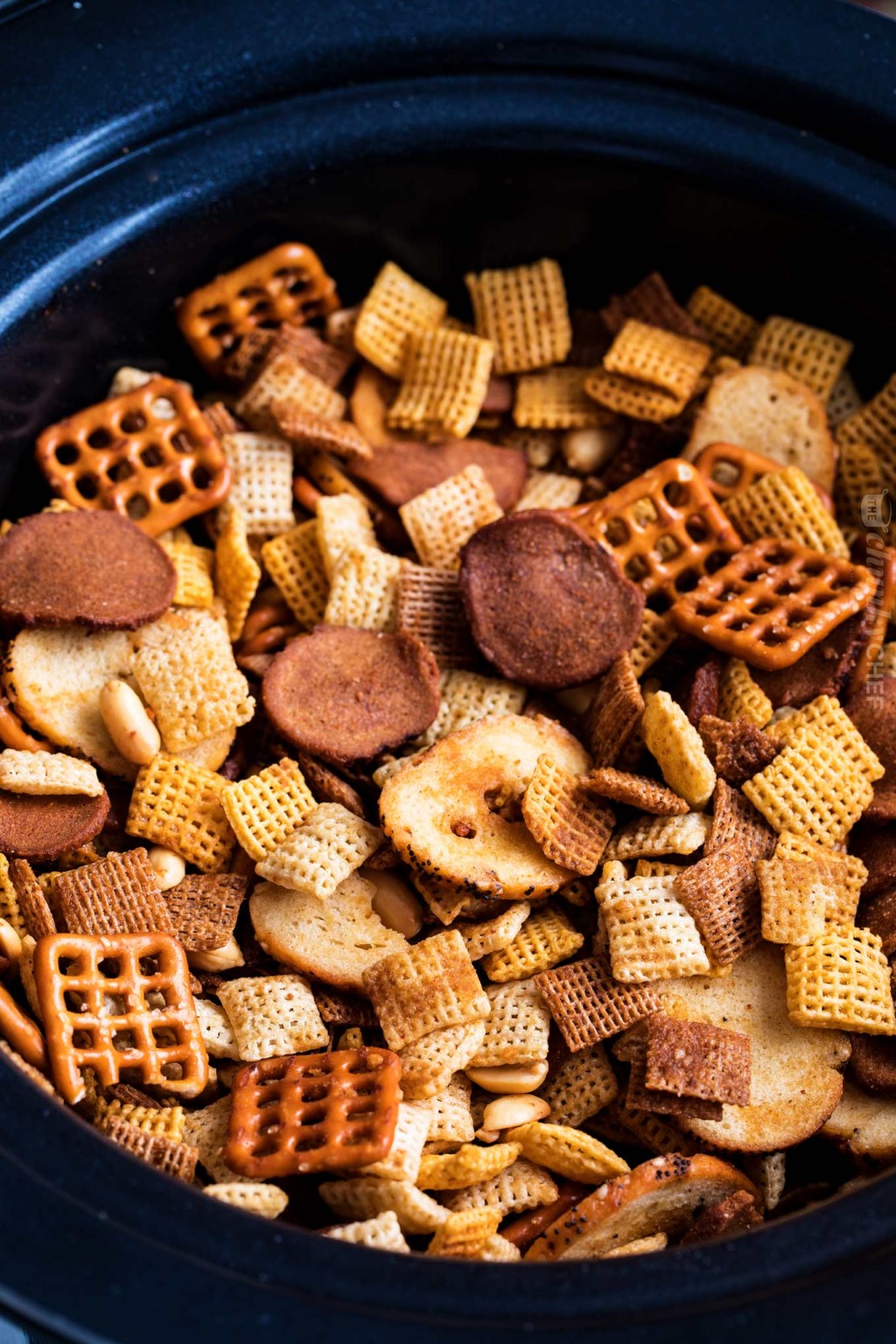 Slow Cooker Bold Chex Mix Recipe - The Chunky Chef
