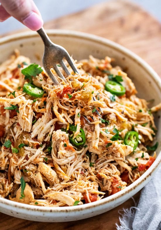 Instant Pot Salsa Shredded Chicken (so versatile!) - The Chunky Chef