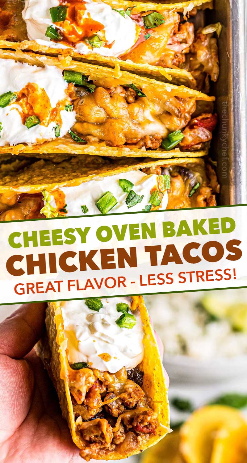 Cheesy Baked Chicken Tacos - The Chunky Chef