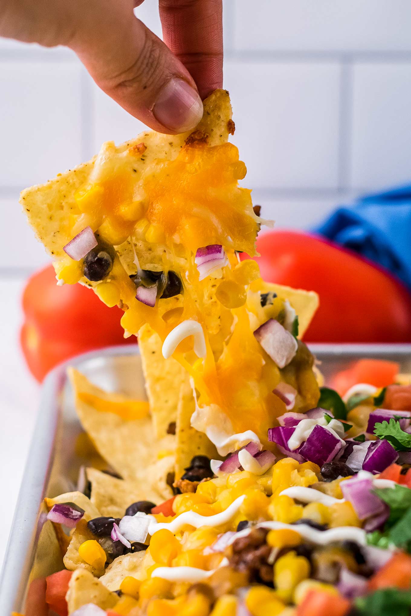 Loaded Sheet Pan Beef Nachos - The Chunky Chef