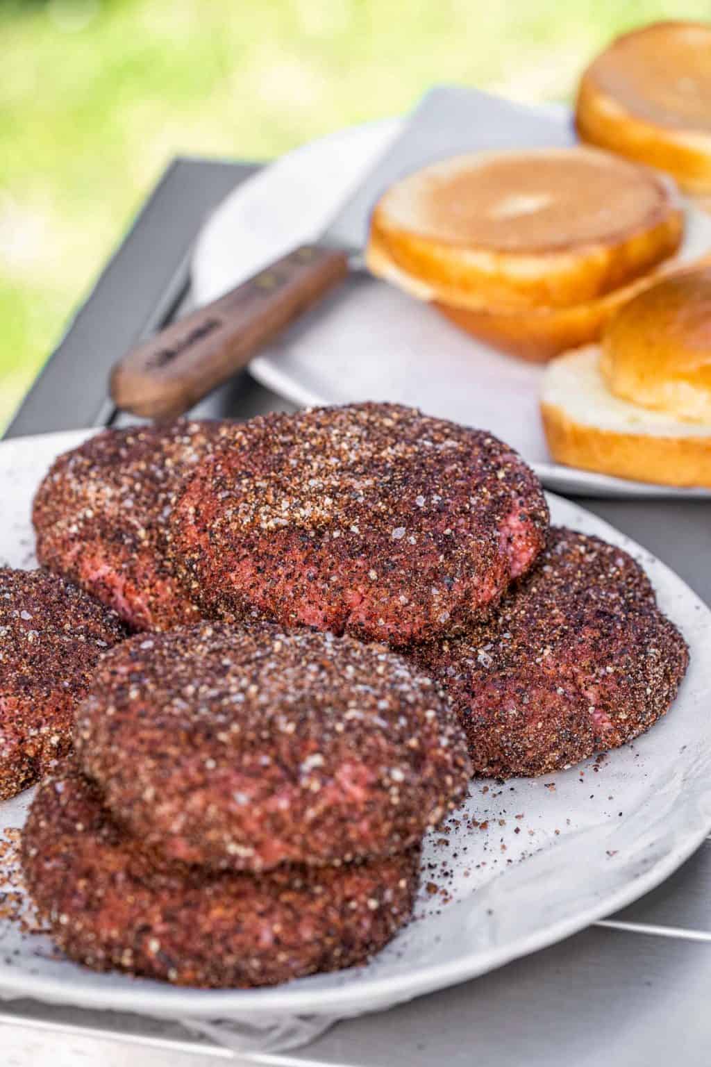 Coffee Rubbed Homemade Burgers - The Chunky Chef