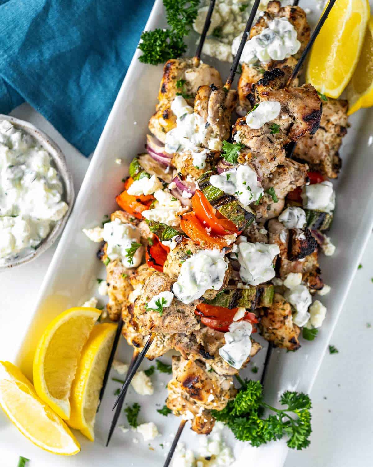 Greek-Style Chicken Kebabs (Chicken Souvlaki) - The Chunky Chef
