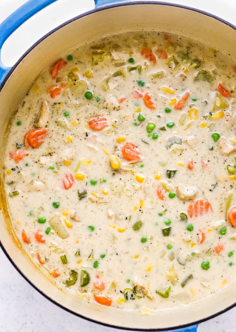 Creamy Chicken Pot Pie Soup - The Chunky Chef