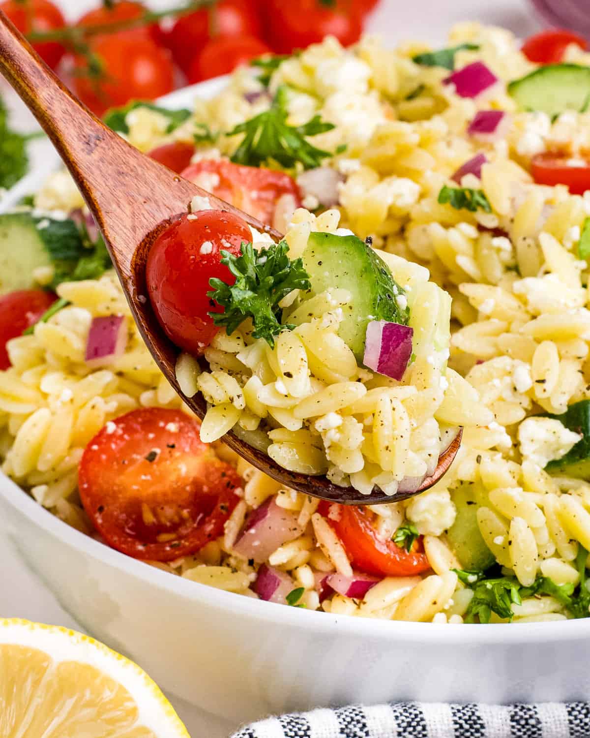 Lemon Orzo Salad - The Chunky Chef