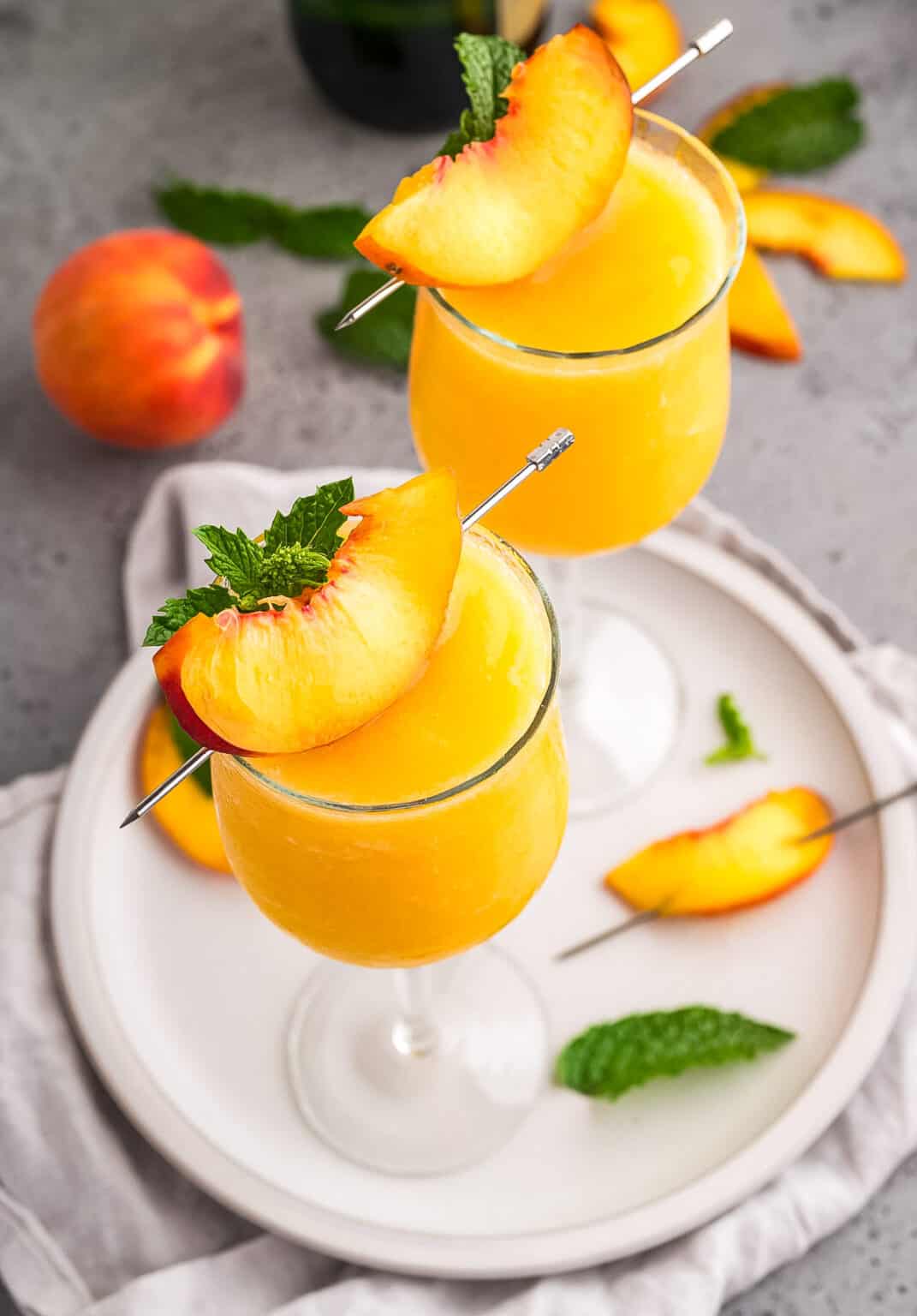 Frozen Peach Bellini - The Chunky Chef