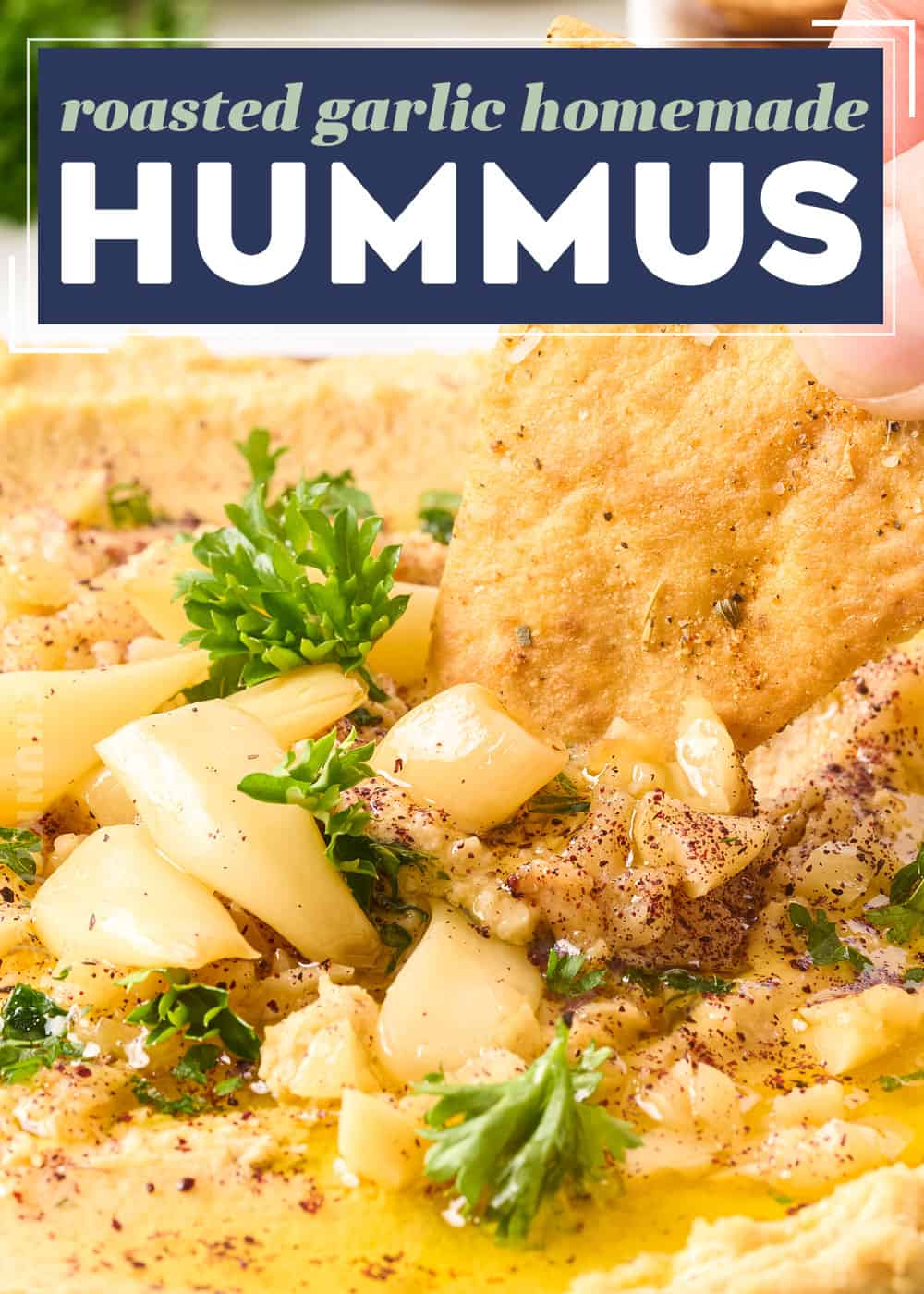 Easy Roasted Garlic Hummus - The Chunky Chef