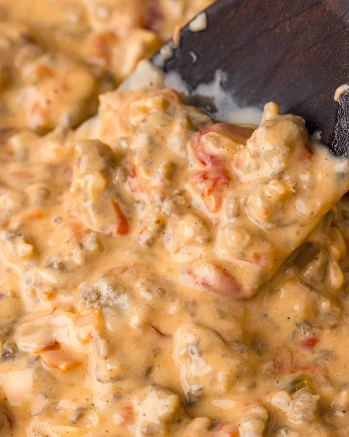 Cheesy Sausage Dip with Rotel - The Chunky Chef