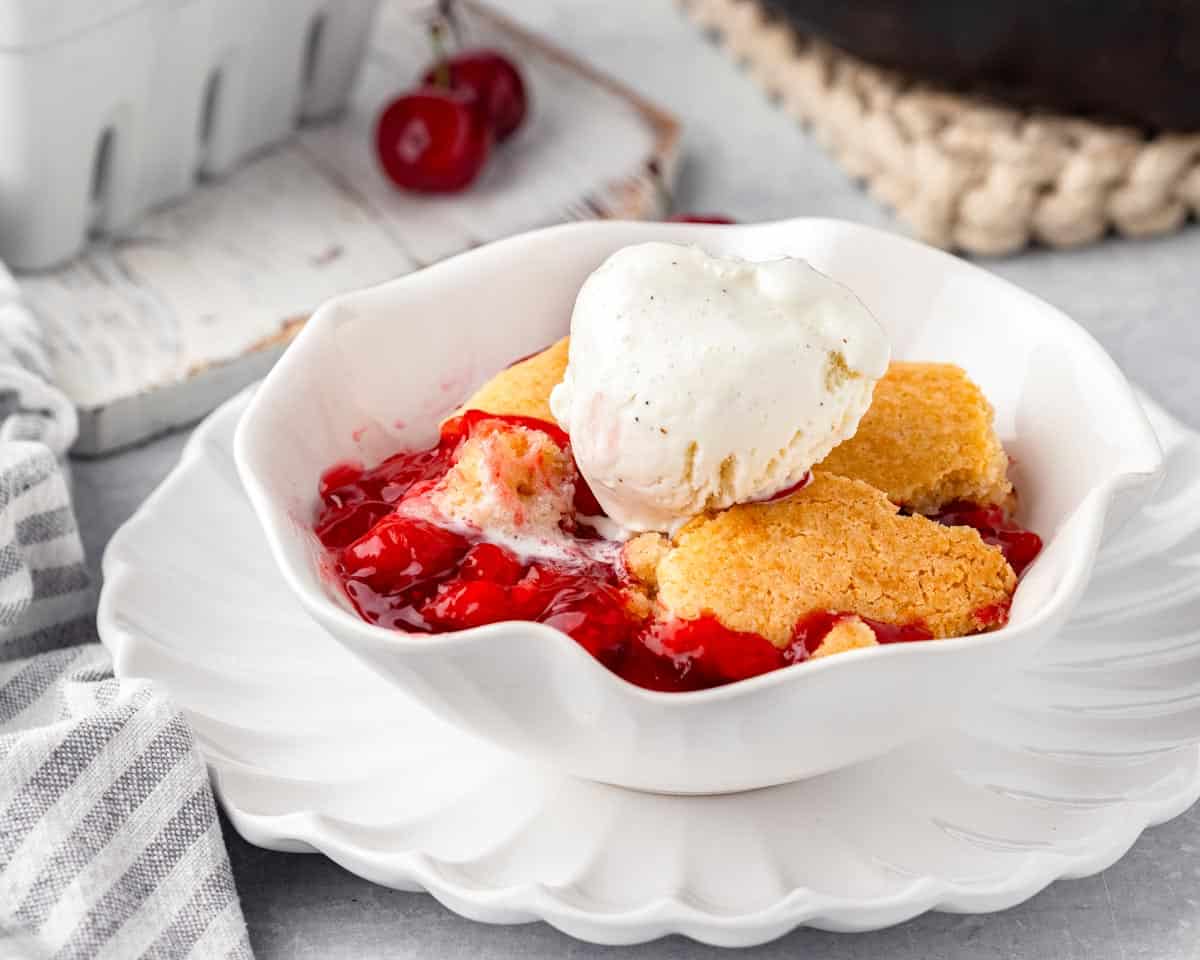 Simple Cherry Cobbler - The Chunky Chef