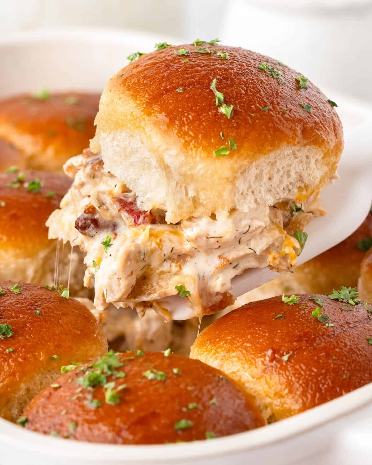 Chicken Bacon Ranch Sliders (baked) - The Chunky Chef