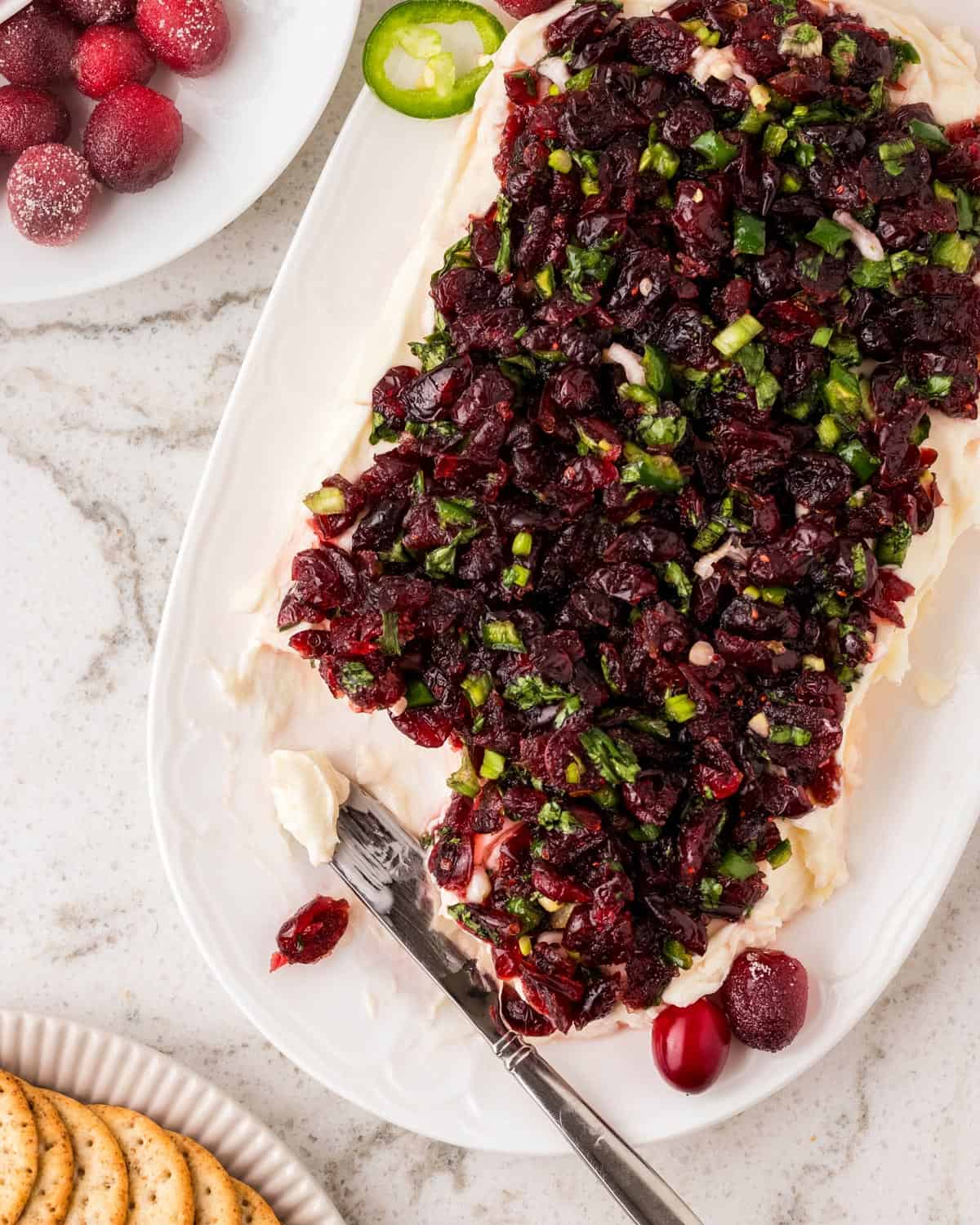 Cranberry Jalapeño Cream Cheese Dip - The Chunky Chef