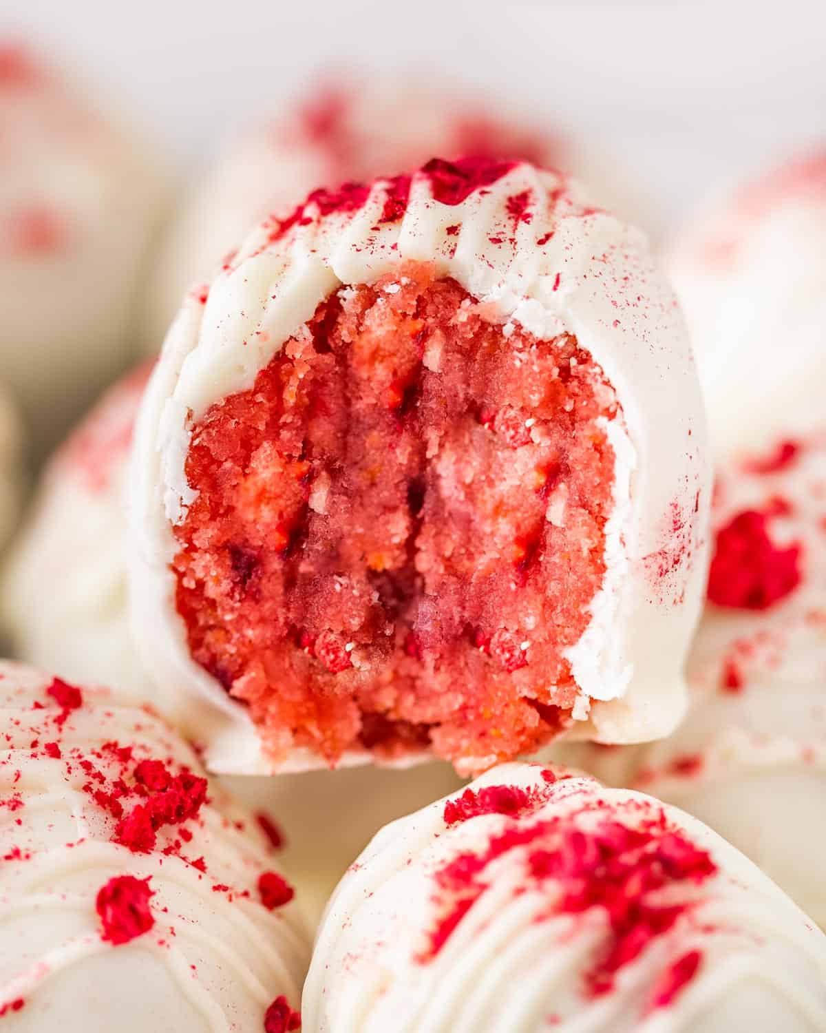 Raspberry White Chocolate Cake Balls - The Chunky Chef