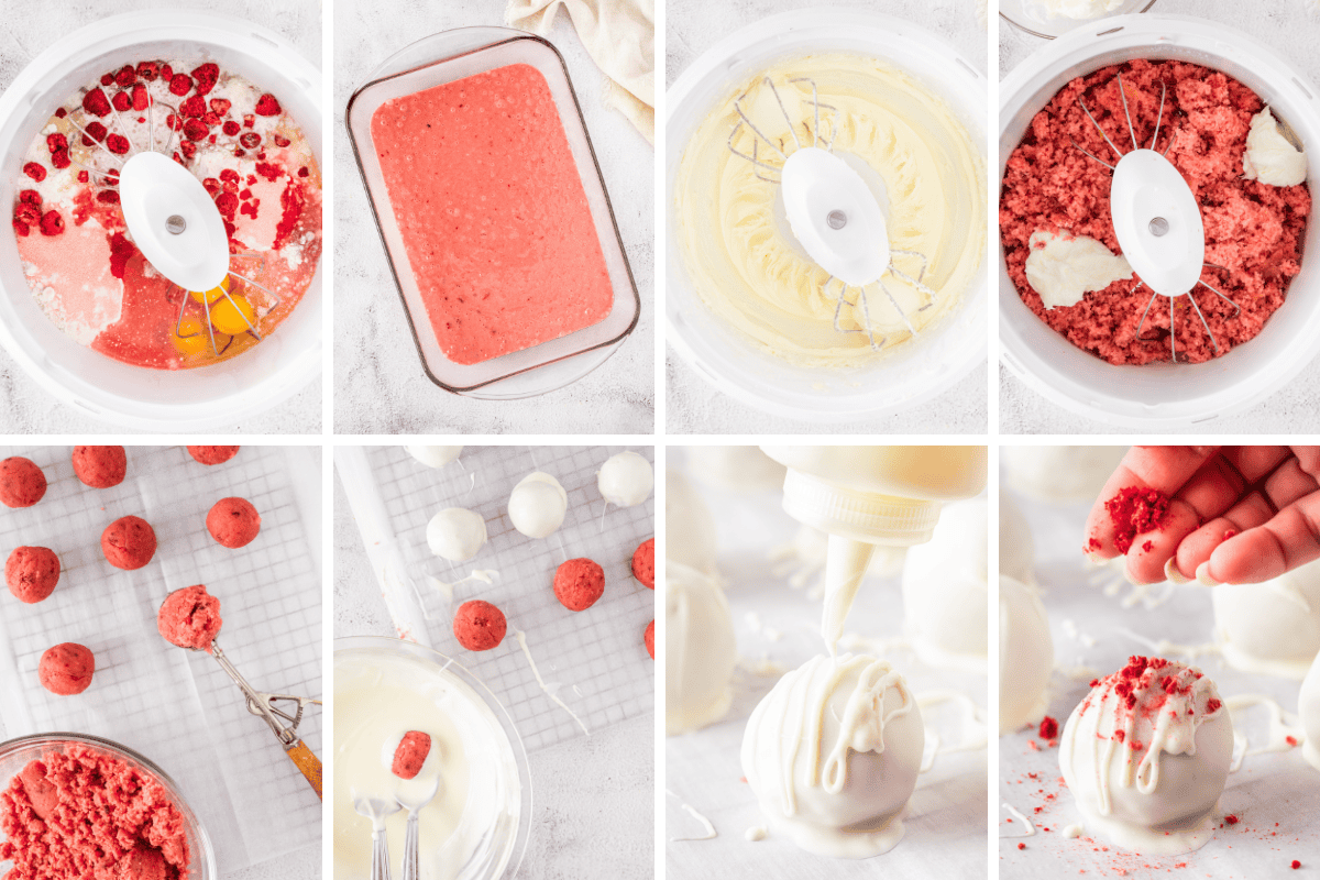 Raspberry White Chocolate Cake Balls - The Chunky Chef