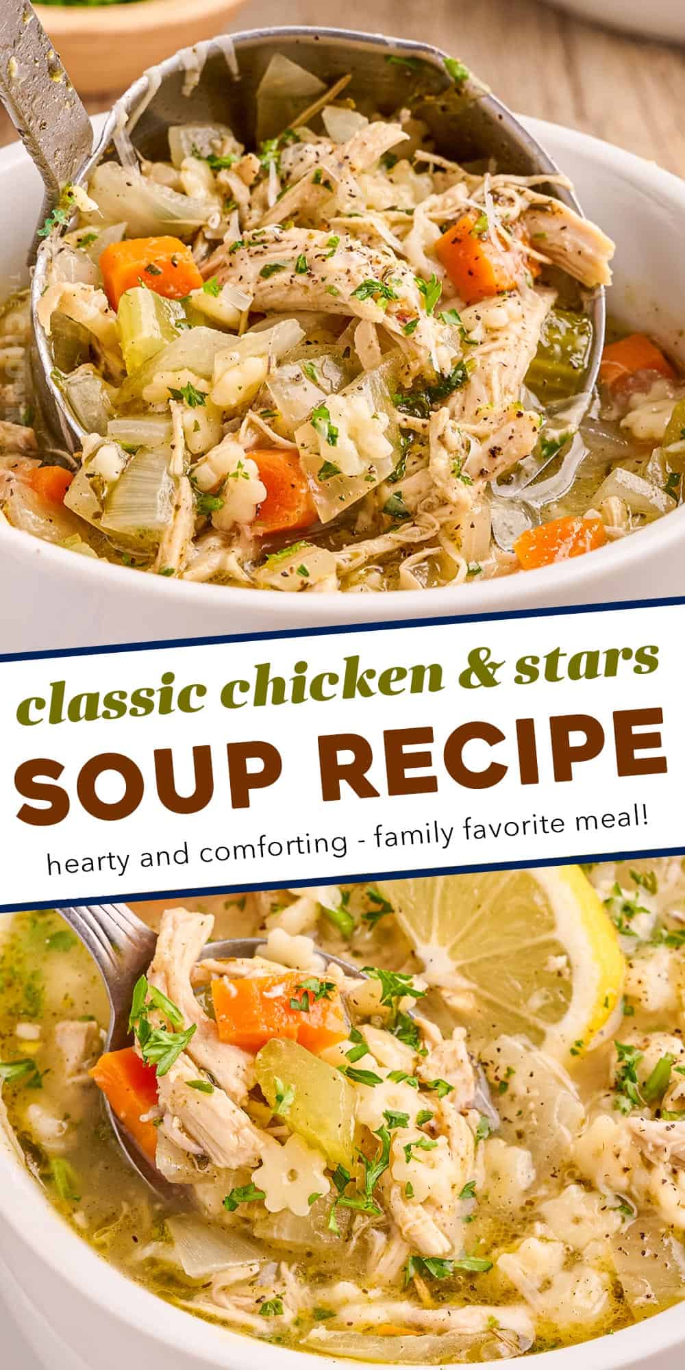Hearty Chicken and Stars Soup - The Chunky Chef